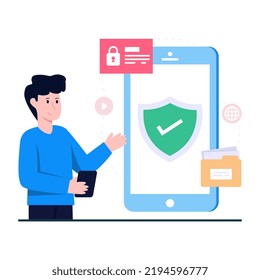 Mobile Security Illustration Isolated On White Stock Vector (Royalty ...