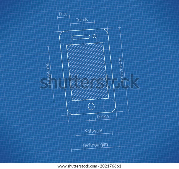 Mobile Smartphone Blueprint Concepts Digital Technology Stock Vector ...