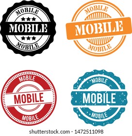 Mobile Stamp Collection Round Badge Eps Stock Vector (Royalty Free ...