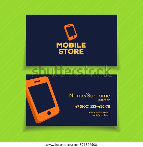 Mobile Store Business Card Design Template Stock Vector (Royalty Free ...