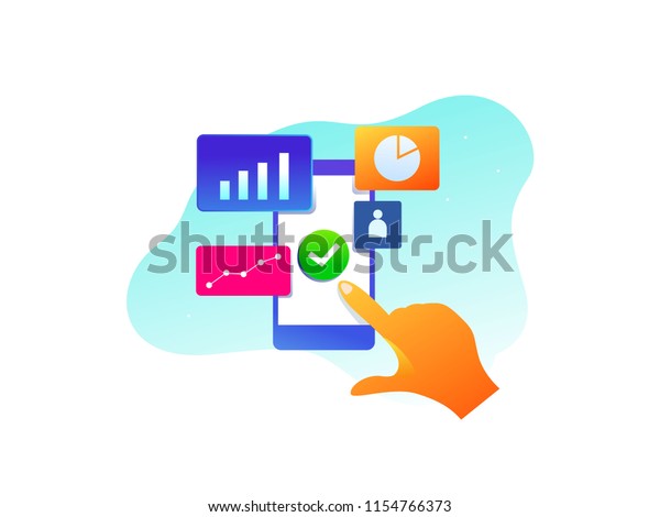 Mobile Touch Chart Vector Iconic Illustration Stock Vector (Royalty ...