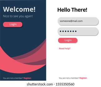 Mobile Welcome Login Screen Ui Ux: vector de stock (libre de regalías ...