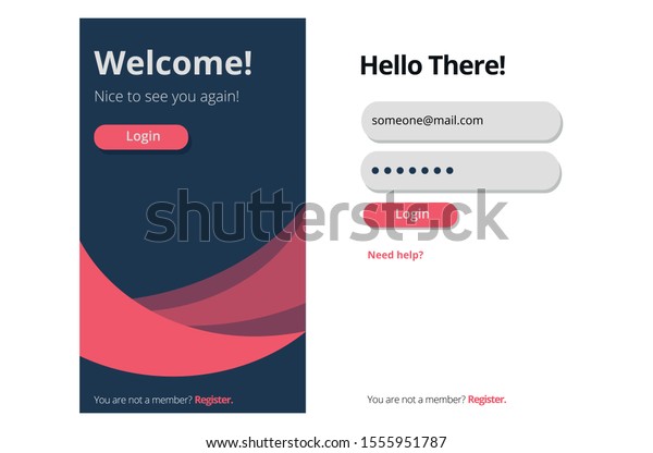 Mobile Welcome Login Screen Ui Ux 库存矢量图（免版税）1555951787 | Shutterstock