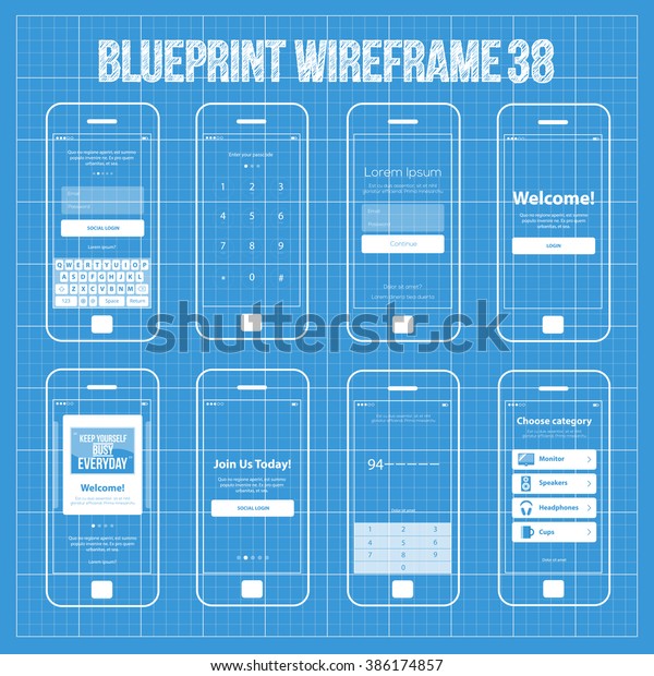 Mobile Wireframe App Ui Kit 38 Stock Vector (Royalty Free) 386174857 ...