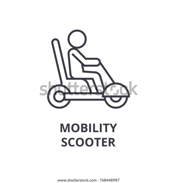 Mobility Scooter Line Icon Outline Sign 库存矢量图（免版税）768448987