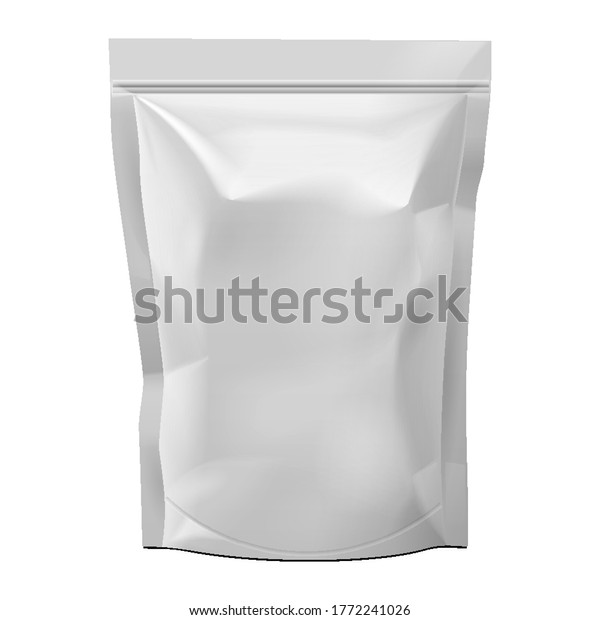 Mockup Blank White Pouch Package Bag For Food Or Stand Up Paper Food ...