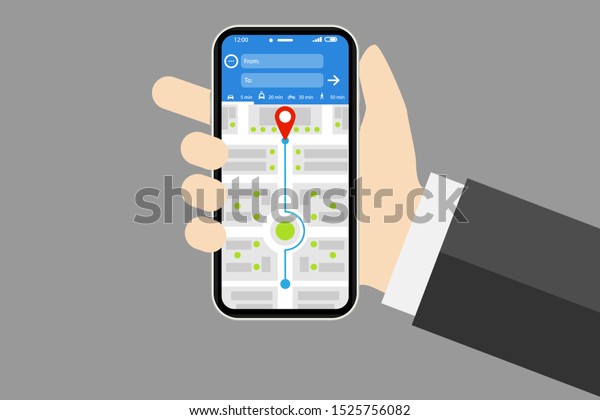 Mockup Gps Navigation Phone Map Mobile Stock Vector (Royalty Free ...