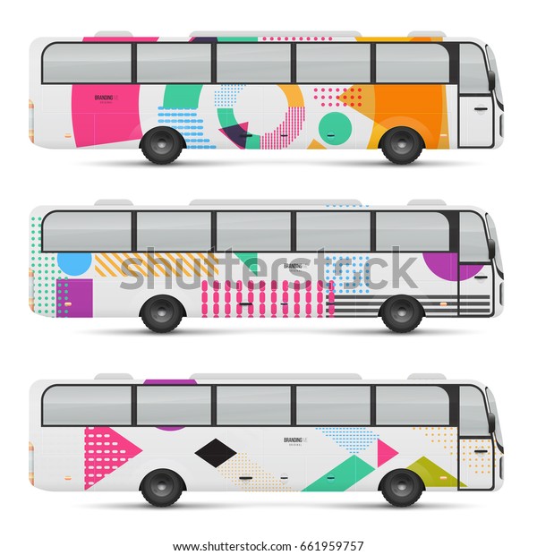 Mockup Passenger Bus Design Templates Transport Stok Vektör (Telifsiz ...