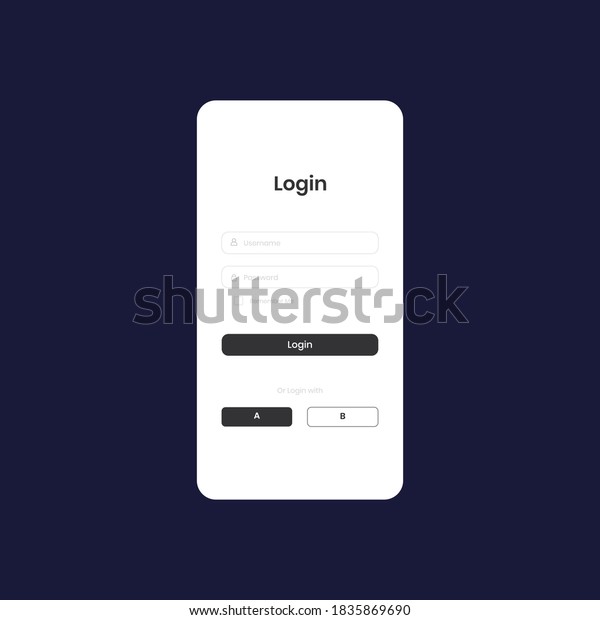 Mockup Screen Login Form Welcome Page Stock Vector (Royalty Free ...