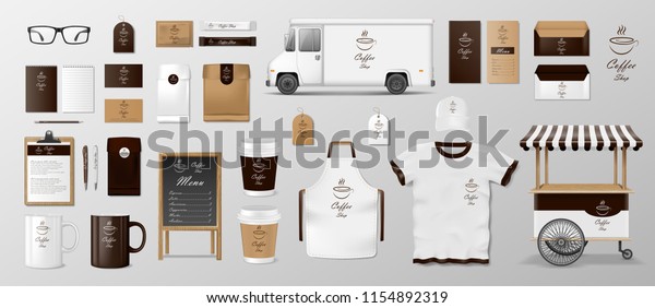 Mockup Set Coffee Shop Cafe Restaurant Stock Vector (Royalty Free ...