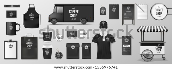 Mockup Set Coffee Shop Cafe Restaurant Stock Vector (Royalty Free ...