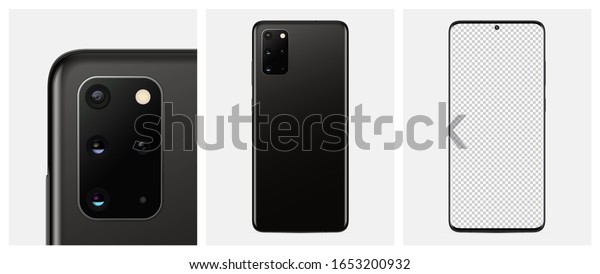 Mockup Smartphone Black Color Back Side Stock Vector (Royalty Free ...