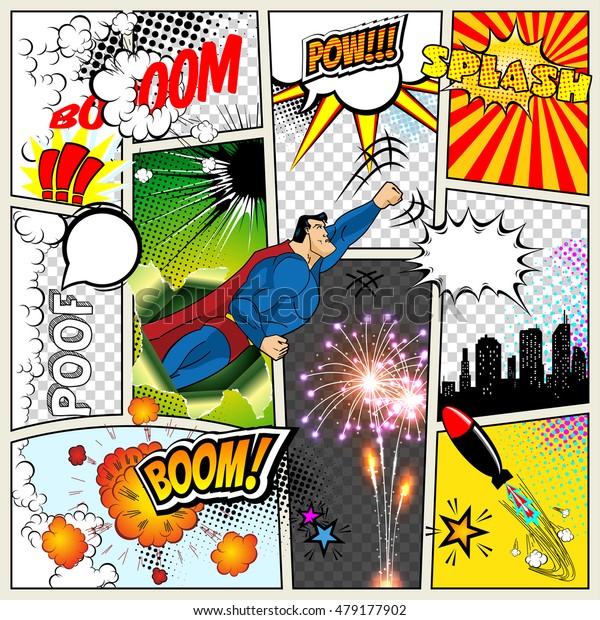Mockup Typical Comic Book Page Vector Stock Vector Royalty Free