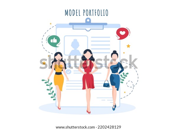Model Portfolio Template Hand Drawn Cartoon Stock Vector (Royalty Free ...