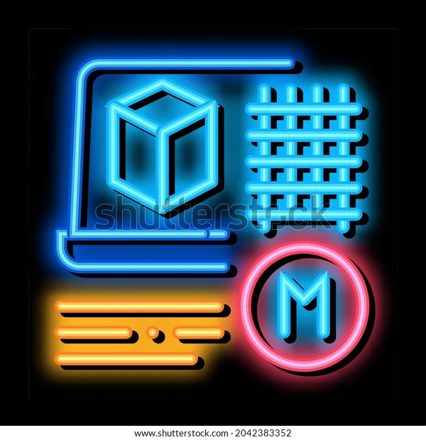 Modeling Building Materials Neon Light Sign Stock Vector (Royalty Free ...