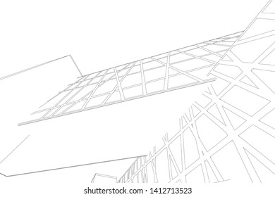 Pool Atrium Linear Design Hypertrophied Perspective: เวกเตอร์สต็อก ...