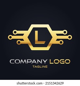 Modern 3d Gold Initial L Tech Stock Vector (Royalty Free) 2151342629 ...
