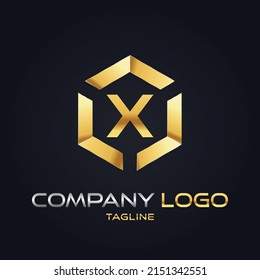 Modern 3d Gold Initial X Tech Stock Vector (Royalty Free) 2151342551 ...