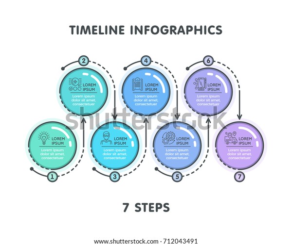 Modern 7 Steps Timeline Infographic Template: vector de stock (libre de ...