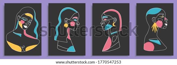 Modern Abstract Faces Abstract Shapes Minimalism Stock Vector (Royalty ...