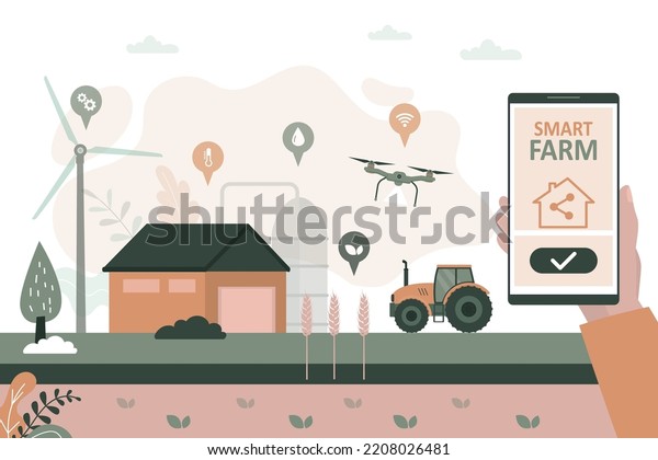 Modern Agriculture Technology Smart Farming Concept Stock Vector ...