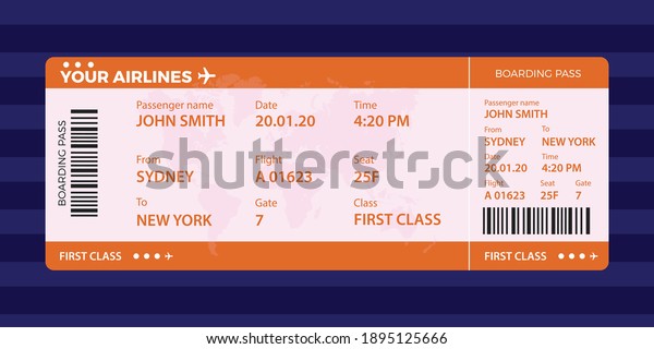 Modern Airline Ticket Design Flight Time Stock Vector (Royalty Free ...
