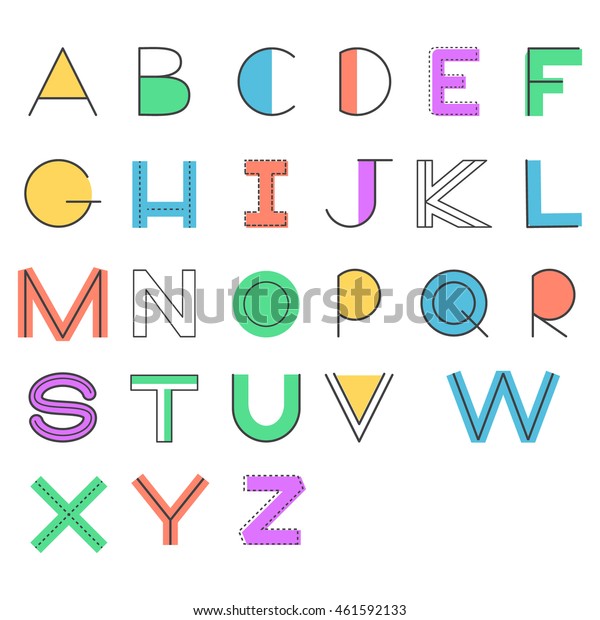 Modern Alphabet Linear Letters Color Shapes Stock Vector (Royalty Free ...