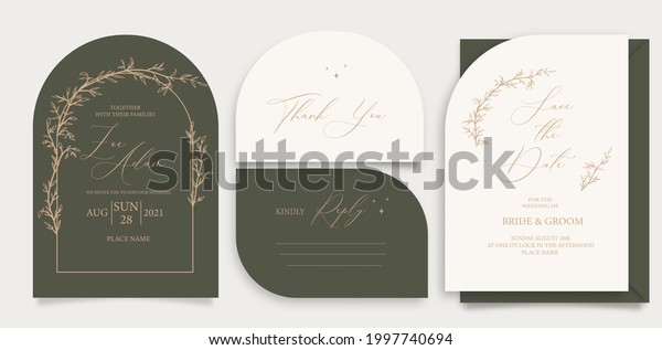 Modern Arch Shape Wedding Invitation Burnt: стоковая векторная графика ...