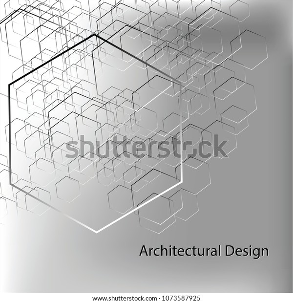 Modern Architectural Hexagon Design Black White Stock Vector (Royalty ...