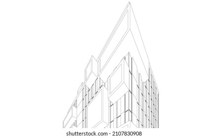 Modern Architecture Building Vector Drawing Stock Vector (Royalty Free ...