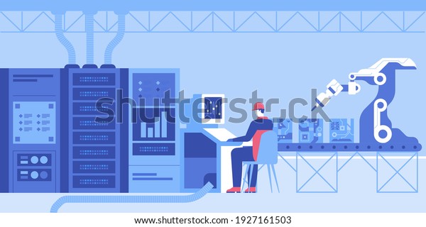 Modern Automated Production Robotic Technology Concept Stock Vector ...