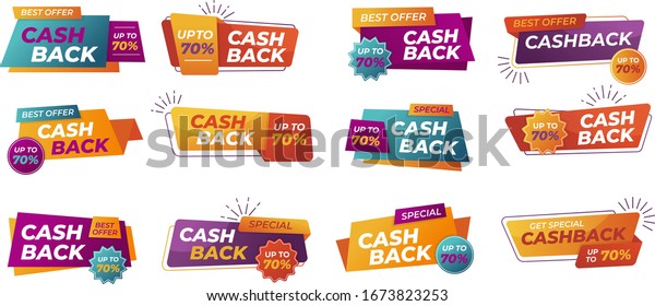 Modern Banner Design Set Cashback Tags Stock Vector (Royalty Free ...
