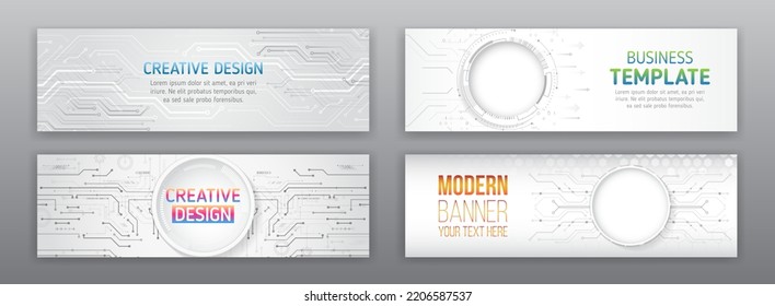 Modern Banner Hitech Style Set Web Stock Vector (Royalty Free ...