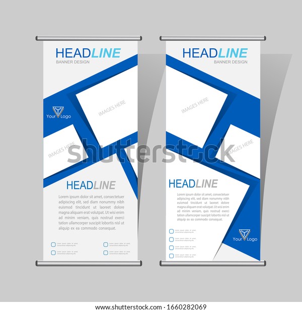 modern banner roll-ups. vertical banner layout for advertising ...