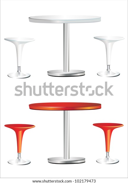 Modern bar table with two chairs on white background