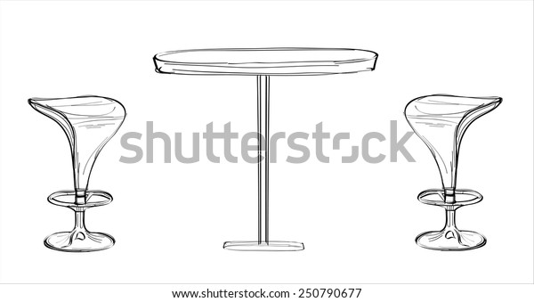 Modern Bar Table Two Chairs Hands Stock Vector (Royalty Free) 250790677