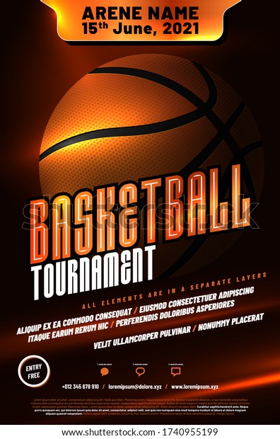 Modern Basketball Poster Template Sample Text Stock Vector (Royalty ...
