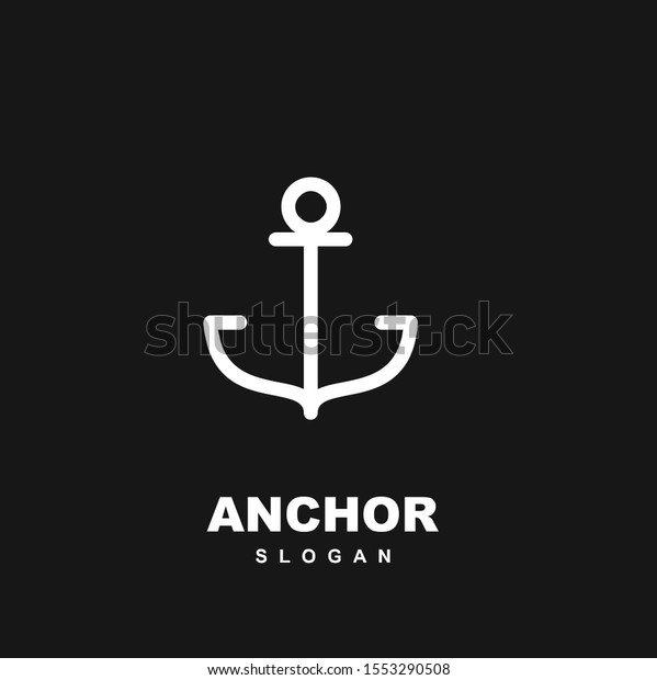 Modern Black Line Anchor Logo Icon Stock Vector (Royalty Free ...