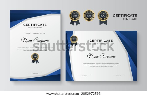 Modern Blue Certificate Template Border Award Stock Vector (Royalty ...