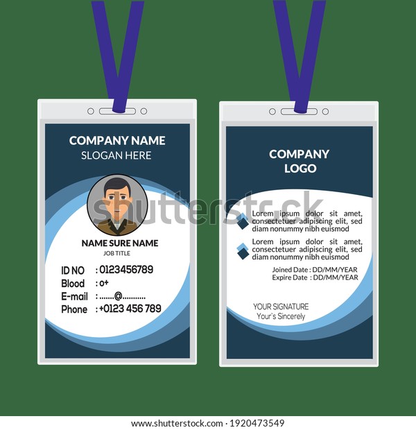 Modern Blue Id Card Template Stock Vector (Royalty Free) 1920473549 ...