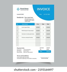 Modern Blue Invoice Template Design Stock Vector (Royalty Free ...