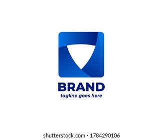 Modern Blue Square Shield Logo Template Stock Vector (Royalty Free ...