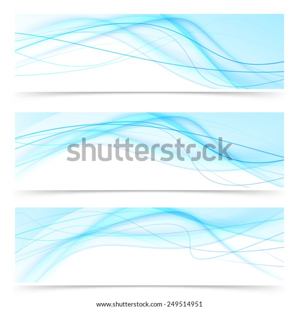 Modern blue wave speed line banners set - web abstract collection ...
