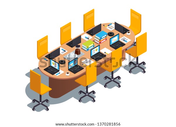 Modern Boardroom Interior Design Big Table Stock Vector (Royalty Free ...