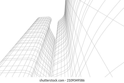 Modern Building Architectural Drawing Vector Illustration Stock Vector ...