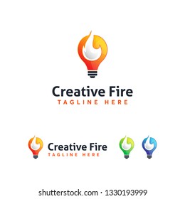 Fire Lamp Logo Design Isolated Fire Stock Vector (Royalty Free ...