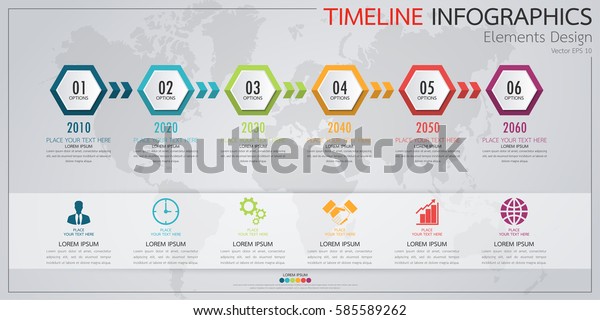 Modern Business Horizontal Timeline Process Chart Stock Vector (Royalty ...