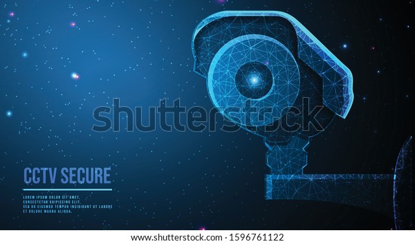 Modern CCTV camera, Concept of surveillance and monitoring. abstract ...