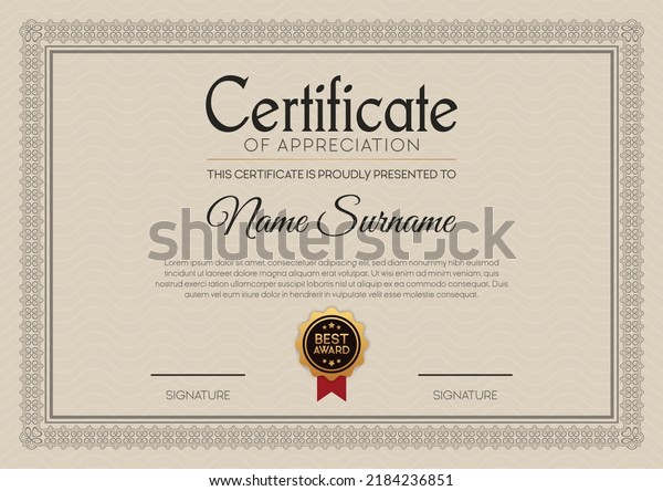 Modern Certificate Appreciation Border Template Luxury Stock Vector ...