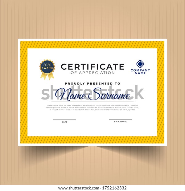 Modern Certificate Design Template Appreciation Stock Vector (Royalty ...